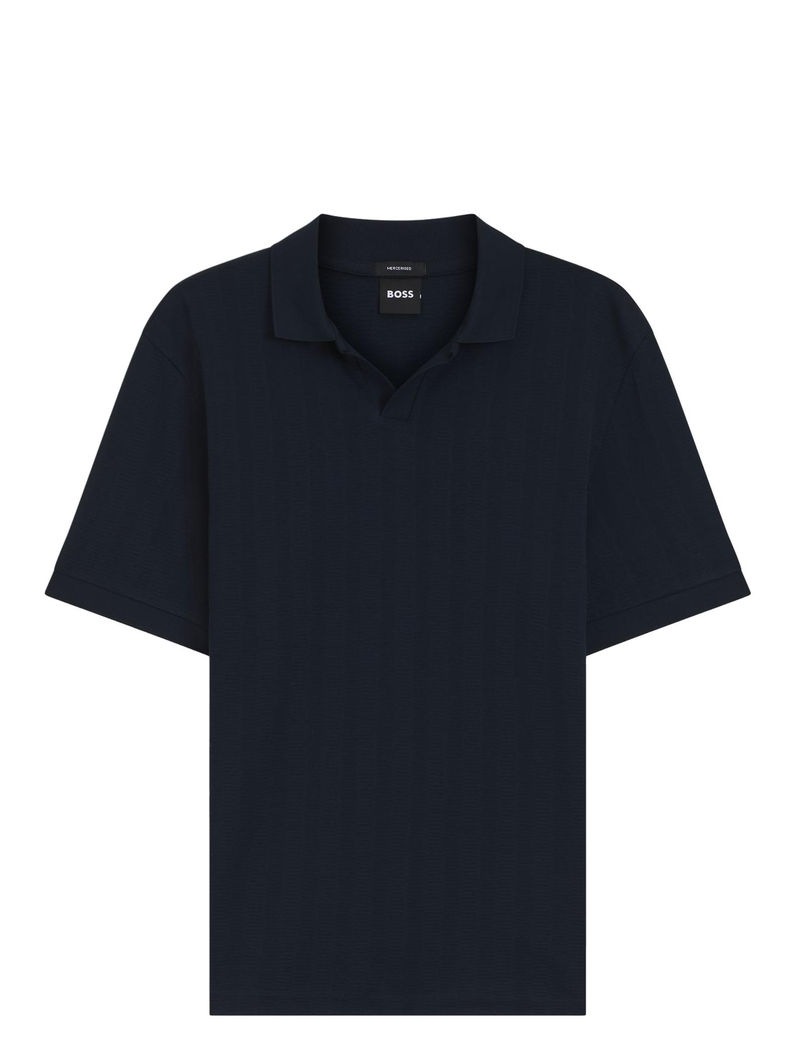 BOSS cotton-jacquard polo shirt with johnny collar